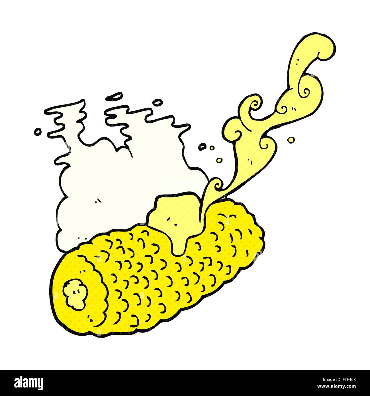 freehand drawn comic book style cartoon corn on cob with butter Stock ...