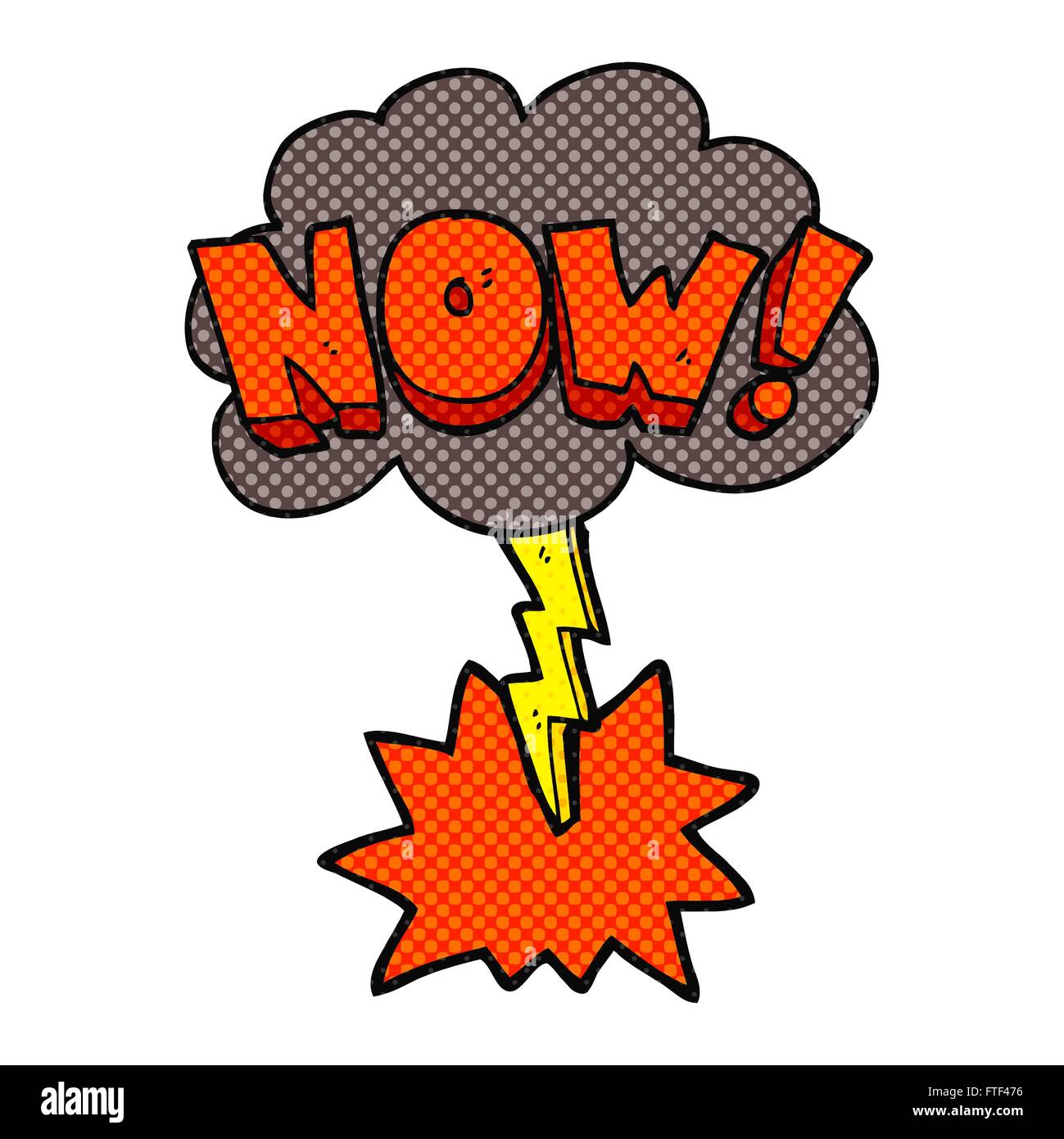 freehand drawn comic book style cartoon now shout symbol with ...