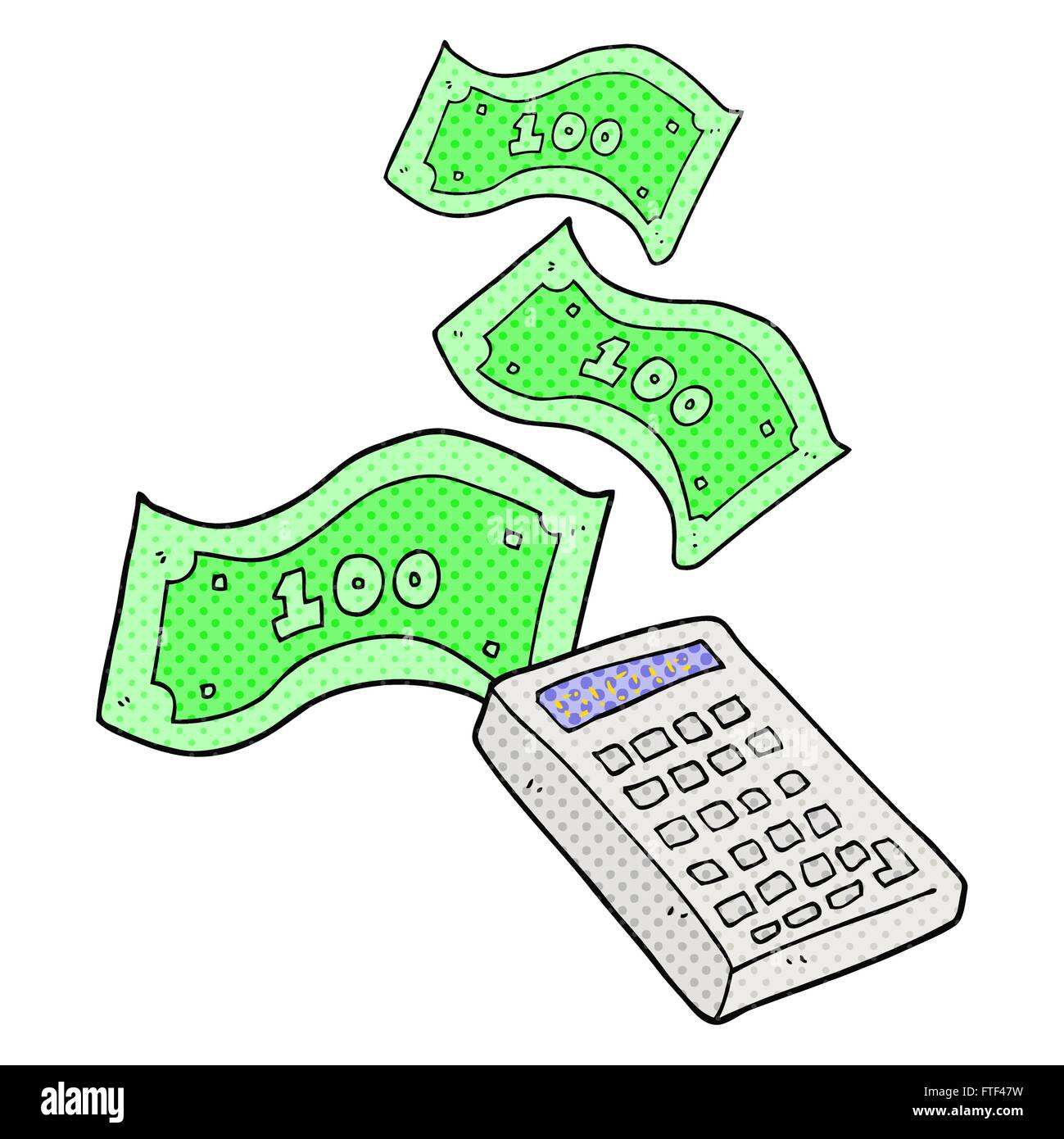 freehand drawn comic book style cartoon calculator counting money Stock ...