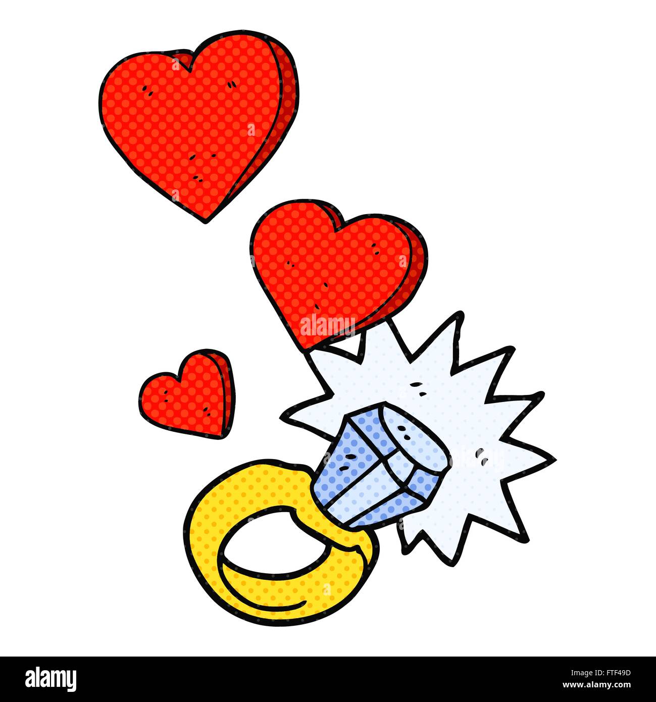 freehand drawn comic book style cartoon diamond engagement ring Stock ...