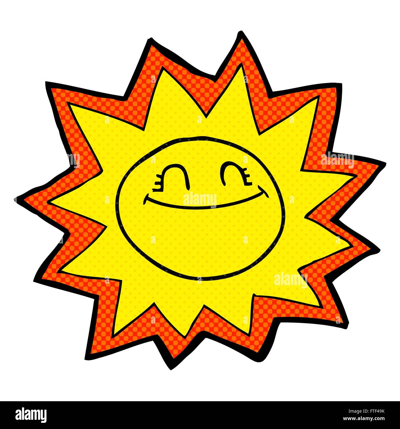 happy freehand drawn comic book style cartoon sun Stock Vector Image ...