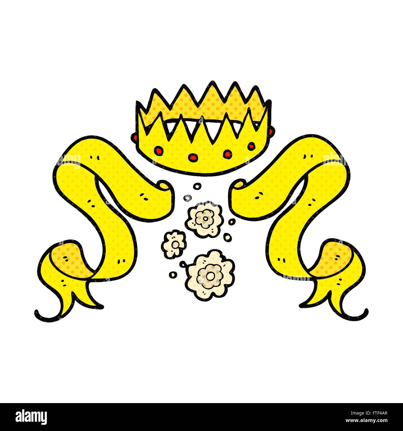 freehand drawn comic book style cartoon crown and scroll Stock Vector ...