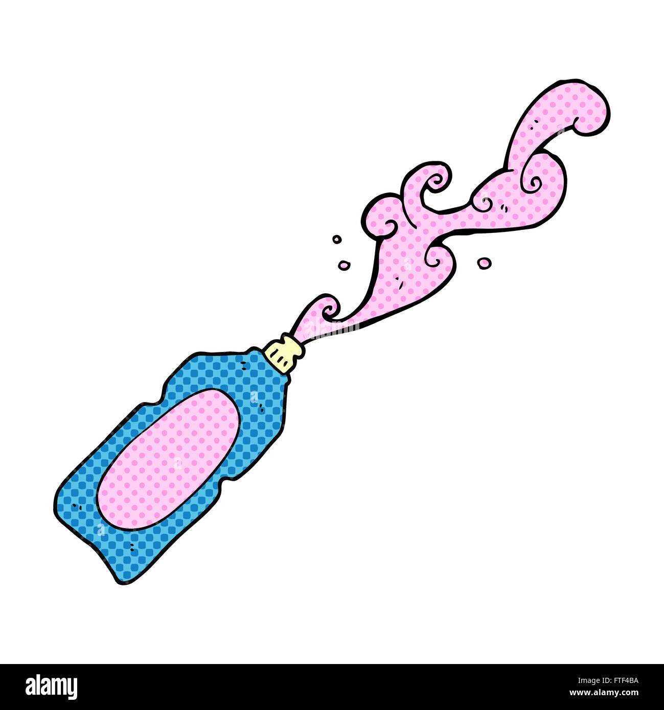 freehand drawn comic book style cartoon cleaning product squirting ...