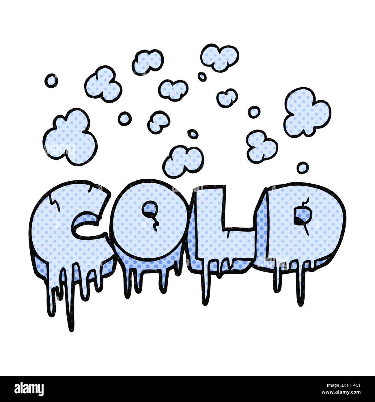 freehand drawn comic book style cartoon cold text symbol Stock Vector ...