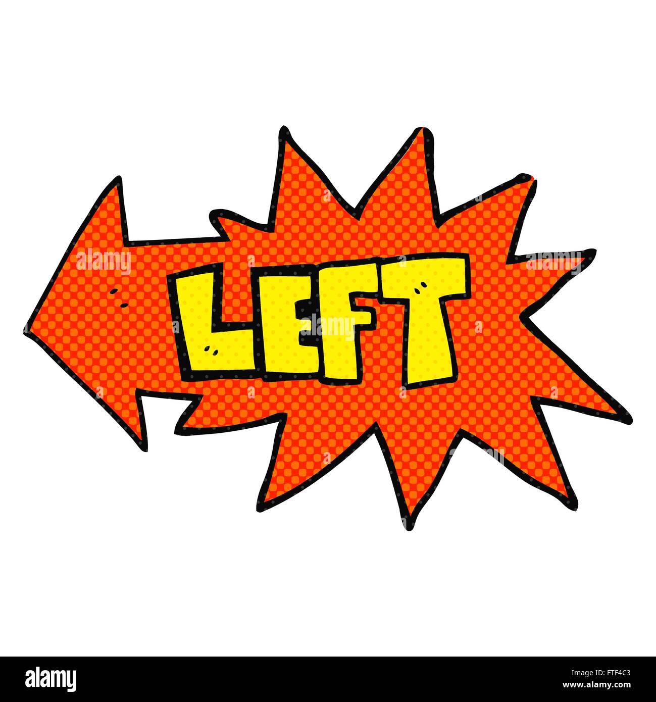 freehand drawn comic book style cartoon left symbol Stock Vector Image ...