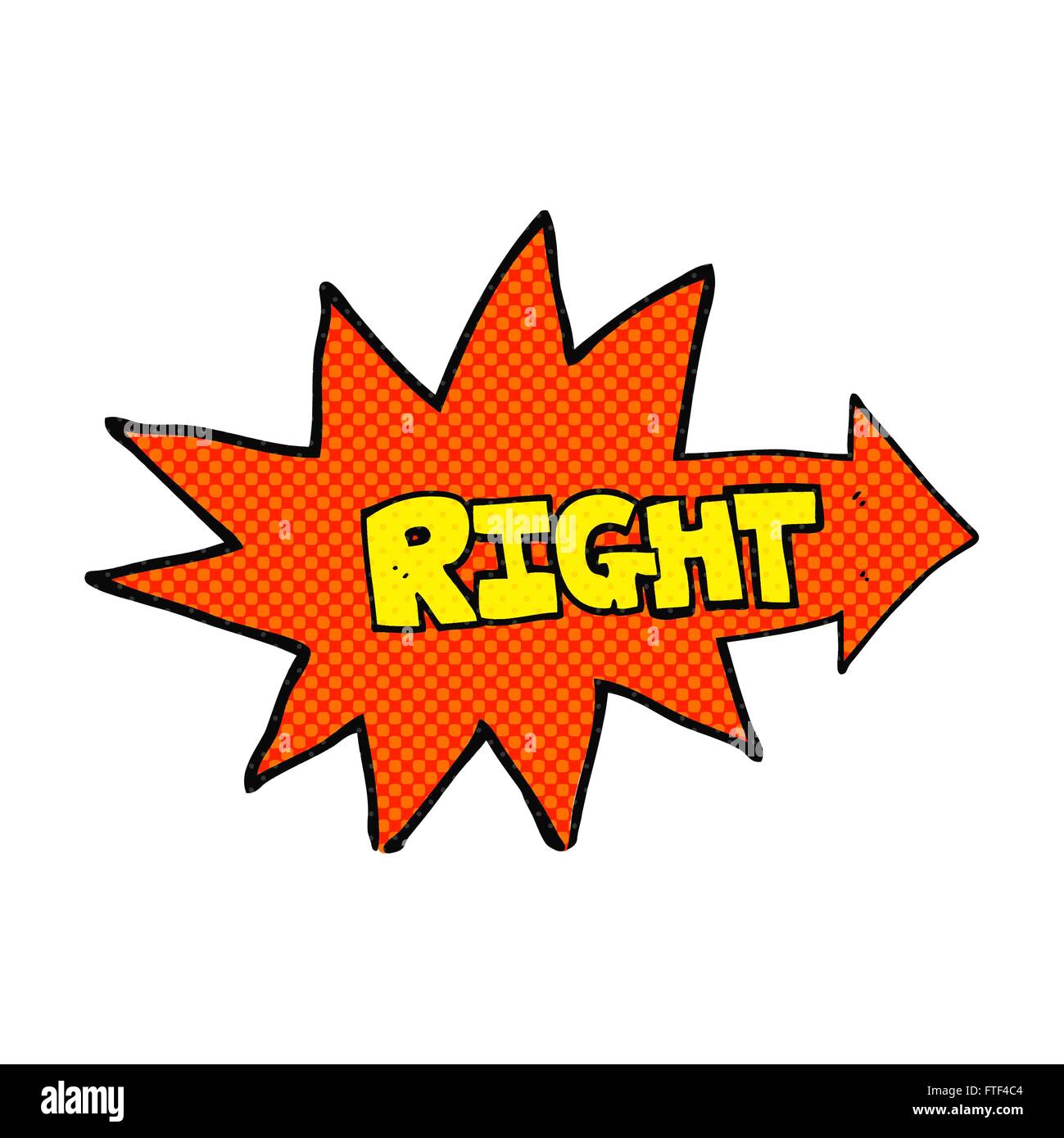 freehand drawn comic book style cartoon right symbol pointing Stock ...