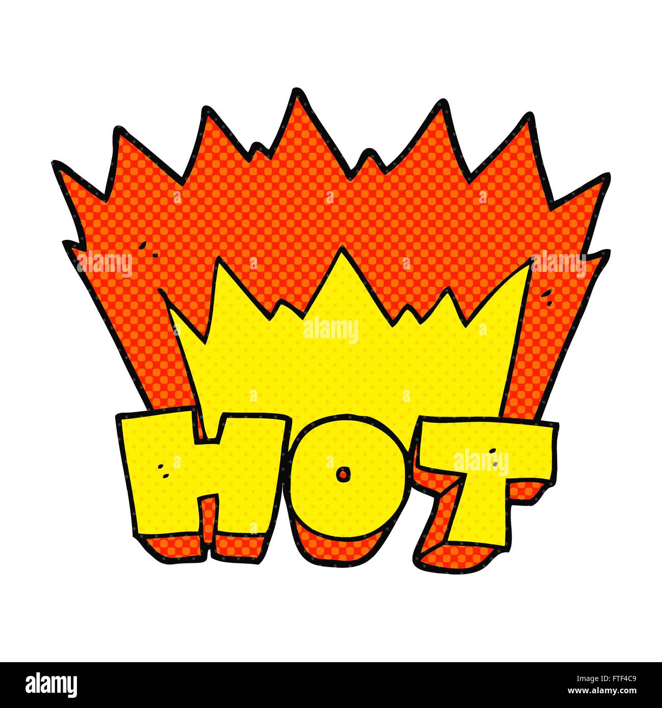 freehand drawn comic book style cartoon word hot Stock Vector Image ...