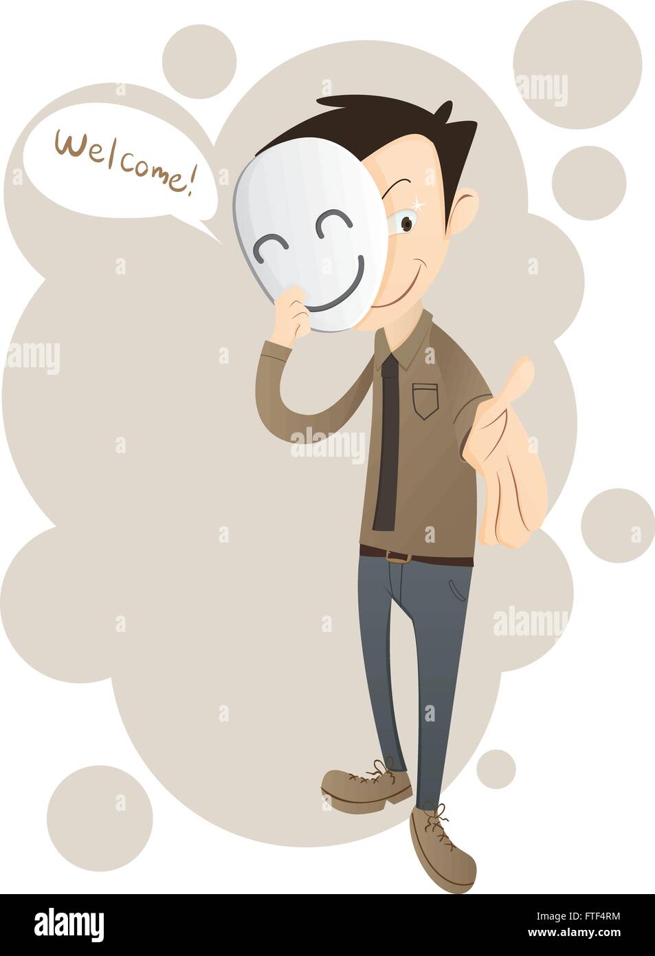 Cartoon crafty businessman with smile mask Stock Vector Image & Art - Alamy