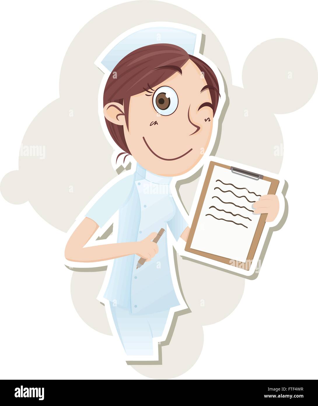 Cartoon beautiful nurse with clipboard Stock Vector Image & Art - Alamy