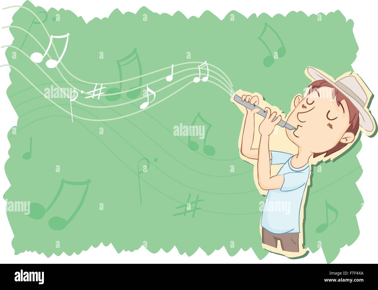 Cartoon young man playing flute Stock Vector Image & Art - Alamy