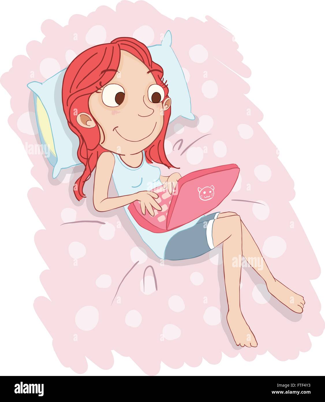 Girl laptop night Stock Vector Images - Alamy