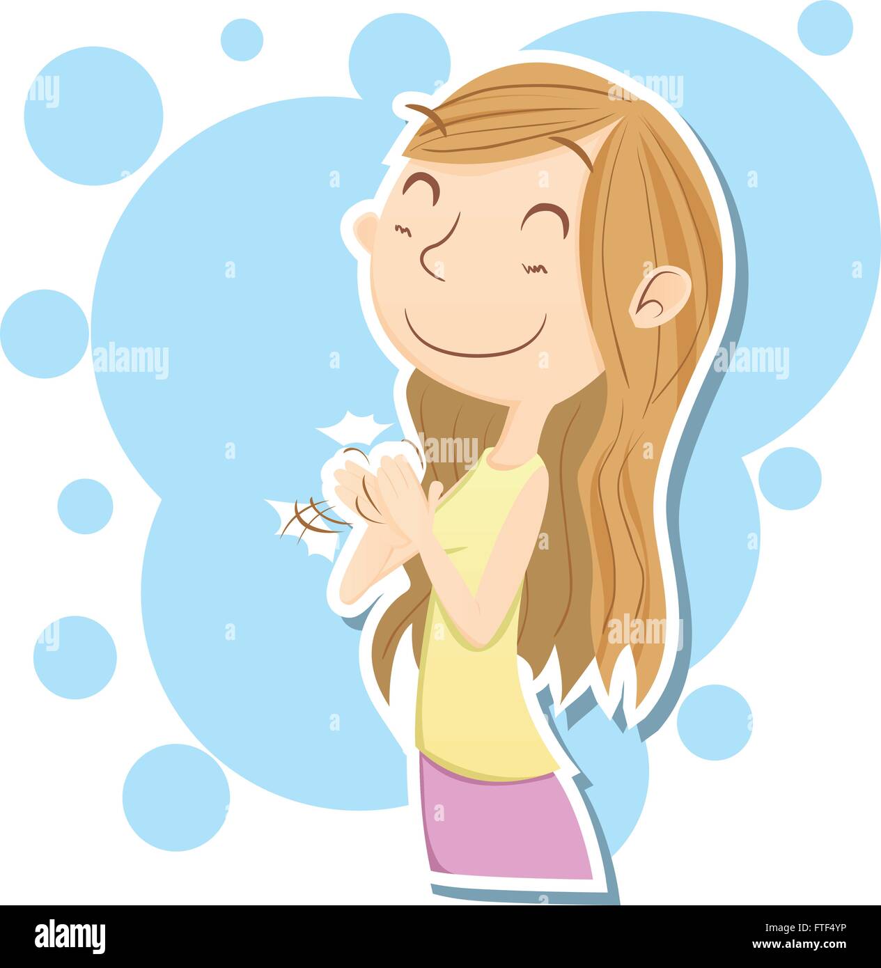 Cartoon smiling girl clapping hand Stock Vector Image & Art - Alamy
