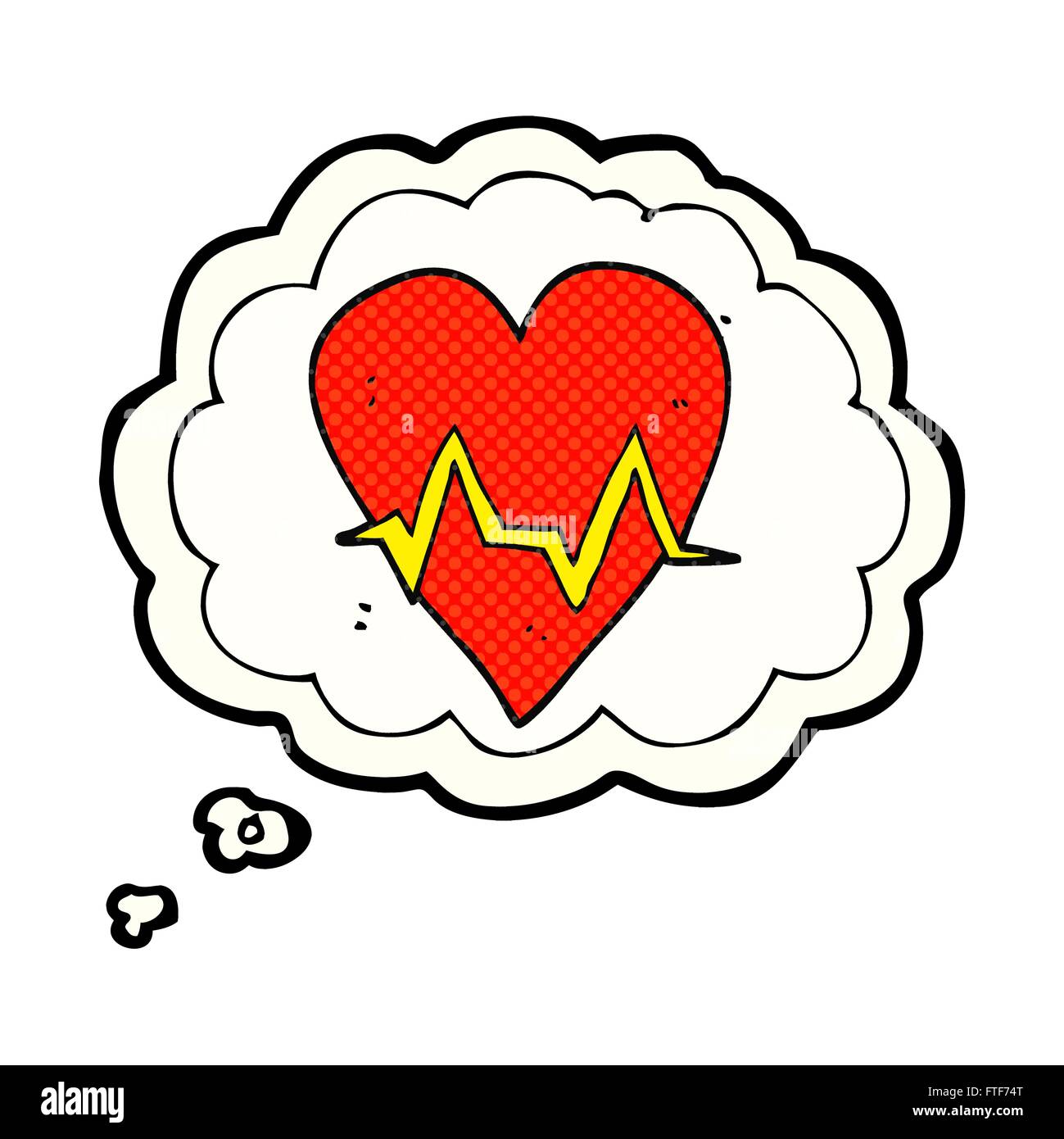 freehand drawn thought bubble cartoon heart rate pulse symbol Stock ...