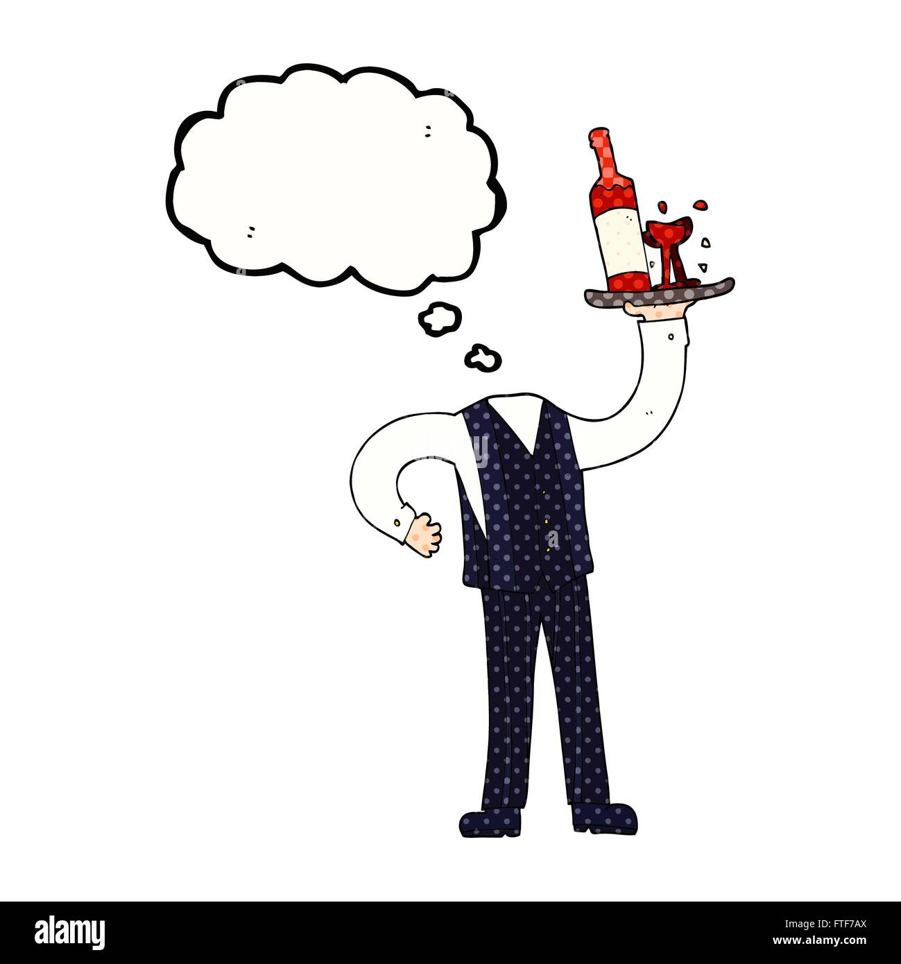 freehand drawn thought bubble cartoon headless waiter (add own photos ...