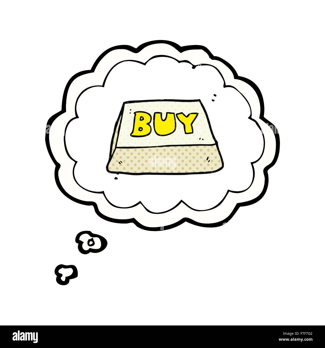 freehand drawn thought bubble cartoon computer key buy symbol Stock ...
