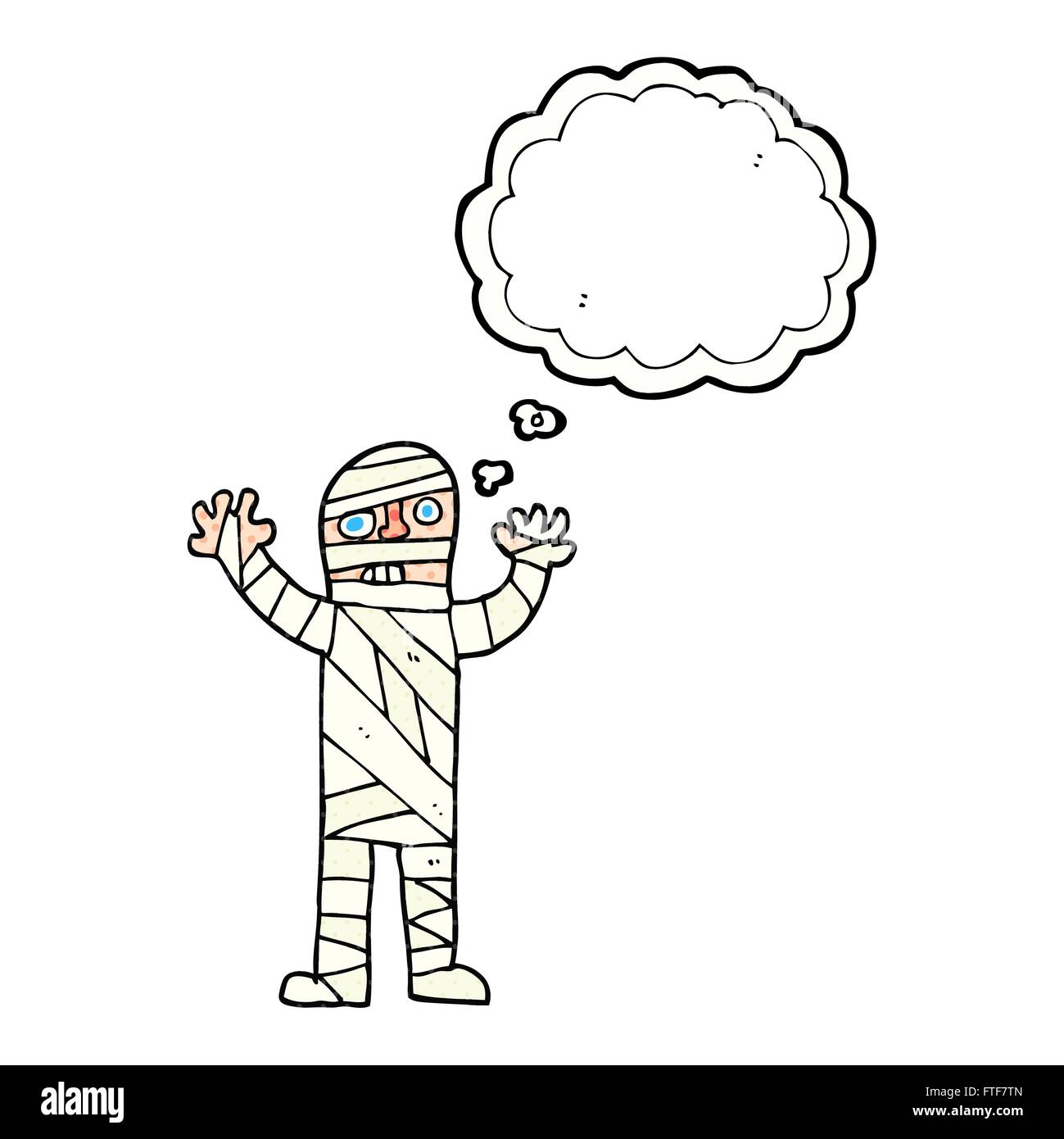 freehand drawn thought bubble cartoon bandaged mummy Stock Vector Image ...