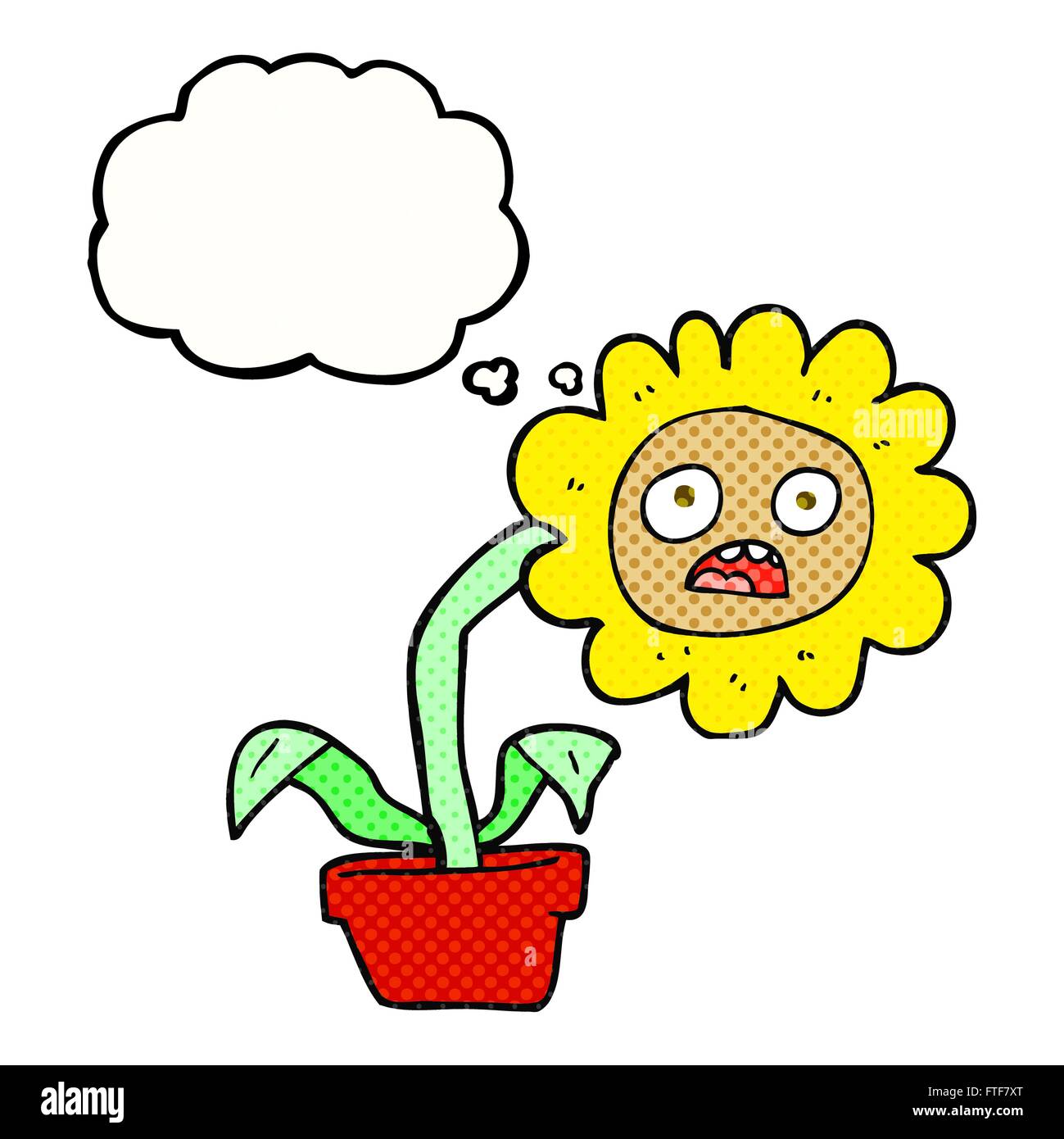 freehand drawn thought bubble cartoon sad flower Stock Vector Image ...
