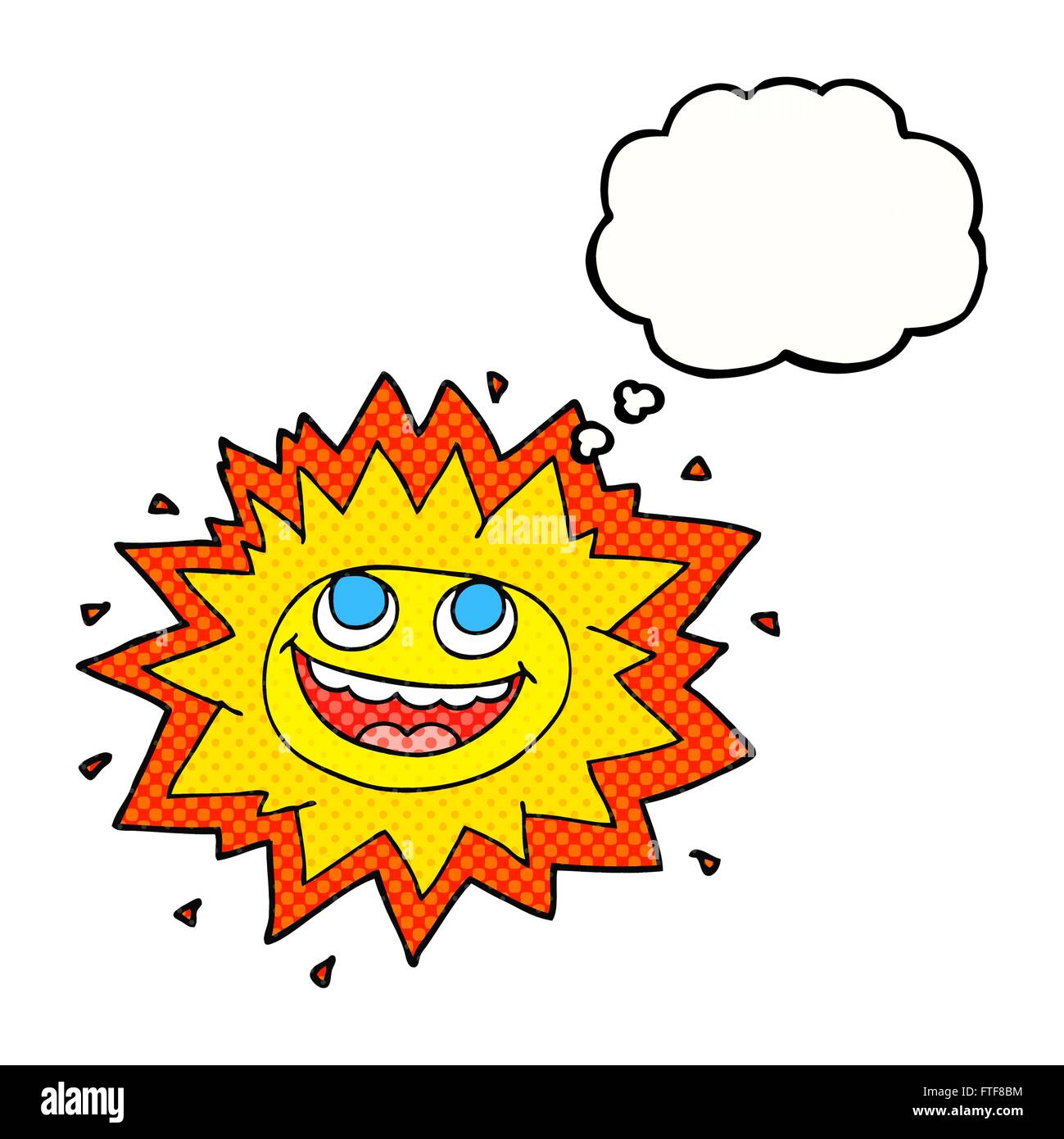 happy freehand drawn thought bubble cartoon sun Stock Vector Image ...