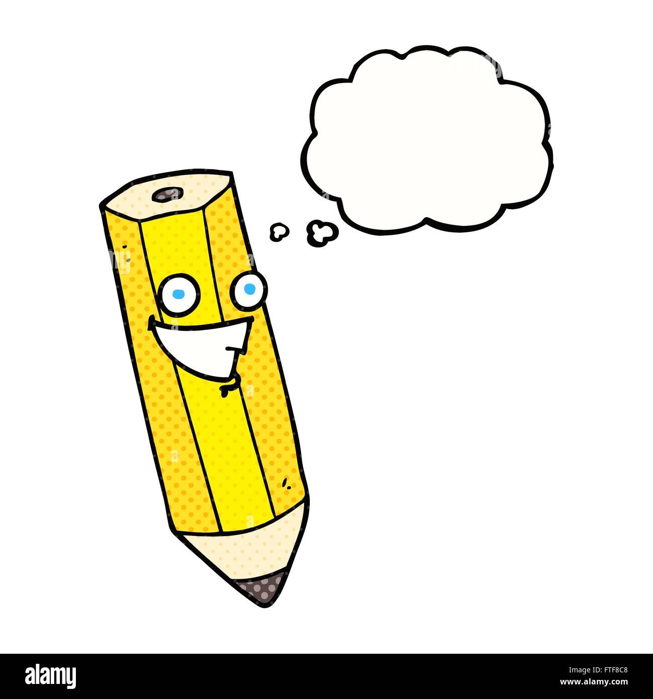 happy freehand drawn thought bubble cartoon pencil Stock Vector Image ...