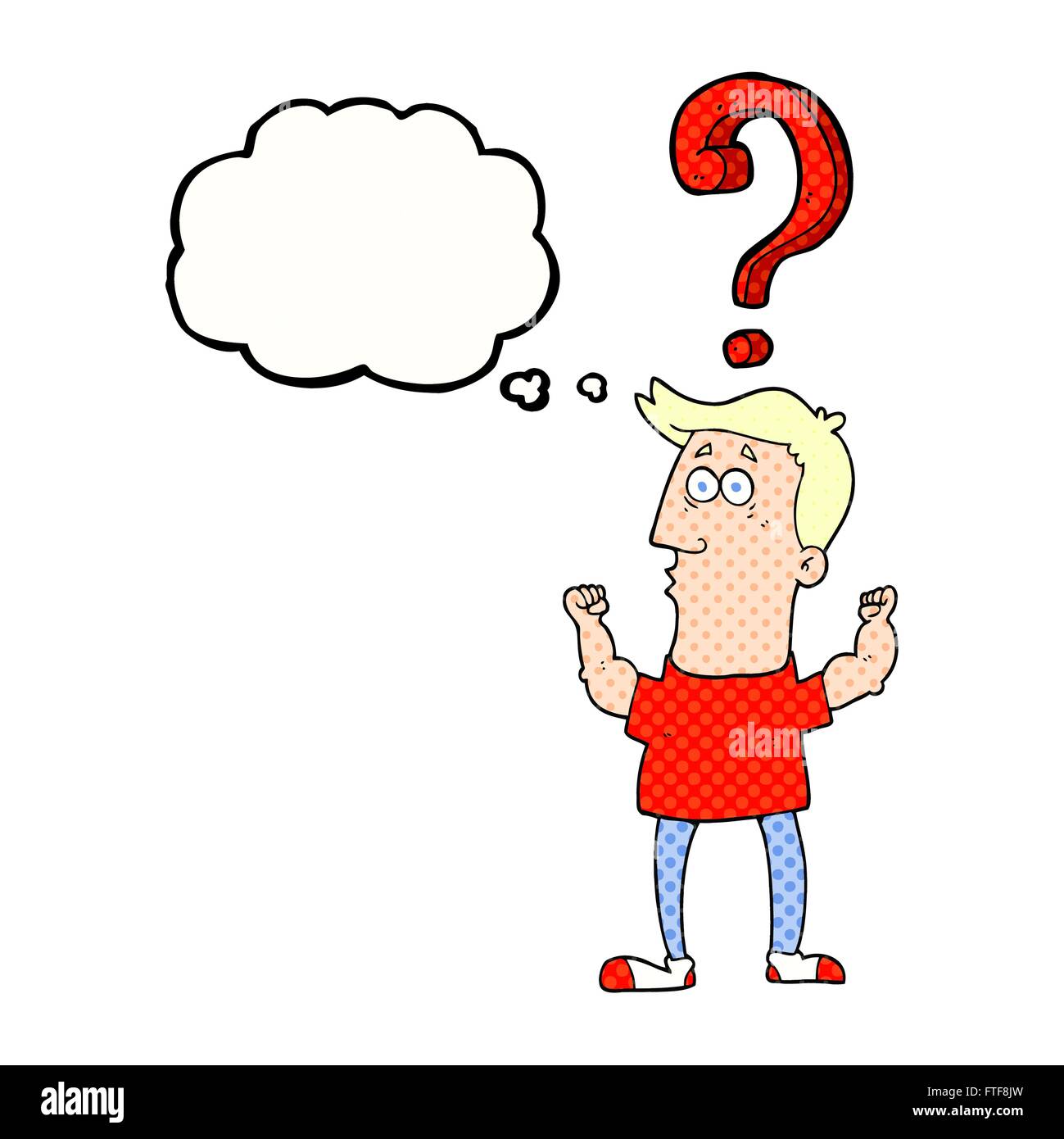 freehand drawn thought bubble cartoon man with question Stock Vector ...