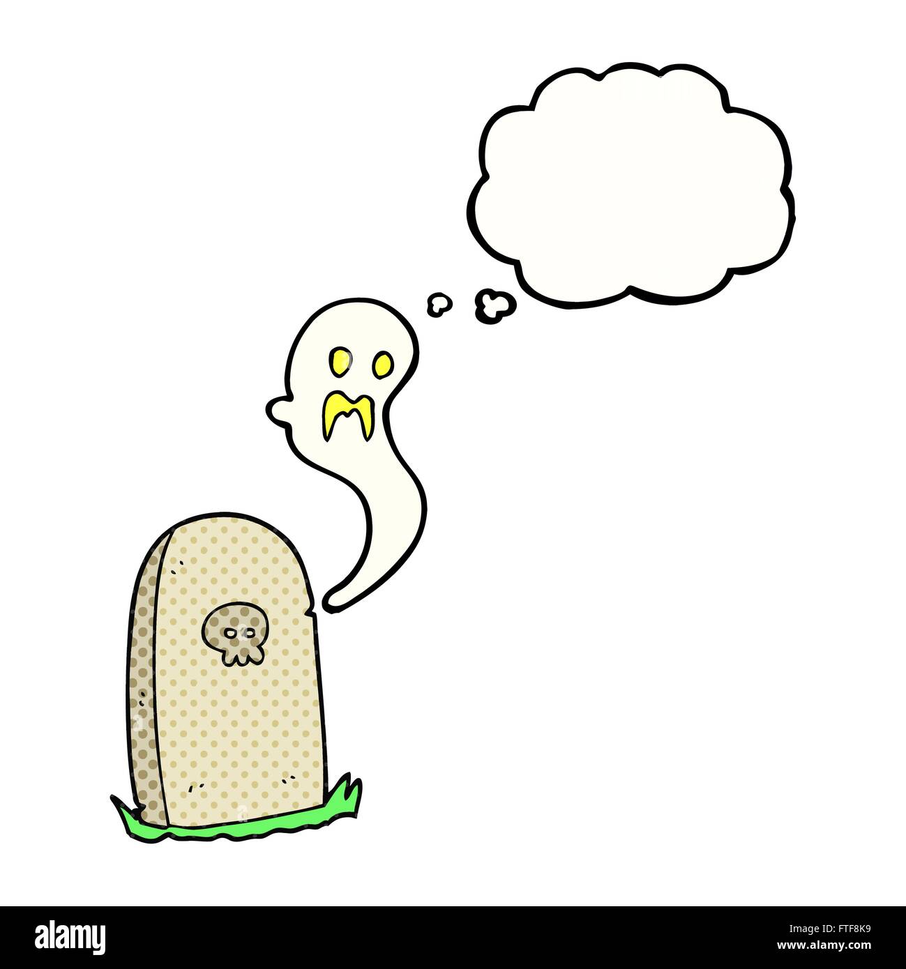 freehand drawn thought bubble cartoon ghost rising from grave Stock ...