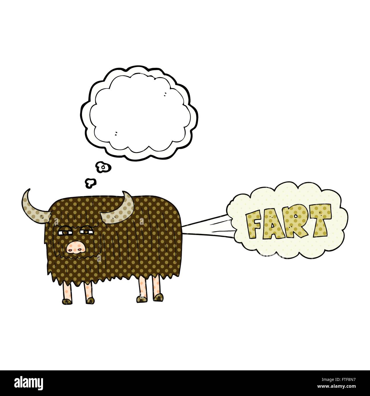 freehand drawn thought bubble cartoon hairy cow farting Stock Vector ...
