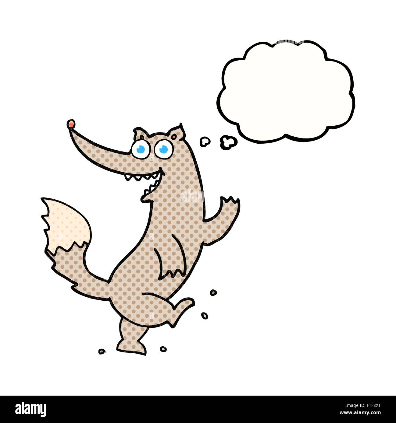 freehand drawn thought bubble cartoon happy wolf dancing Stock Vector ...