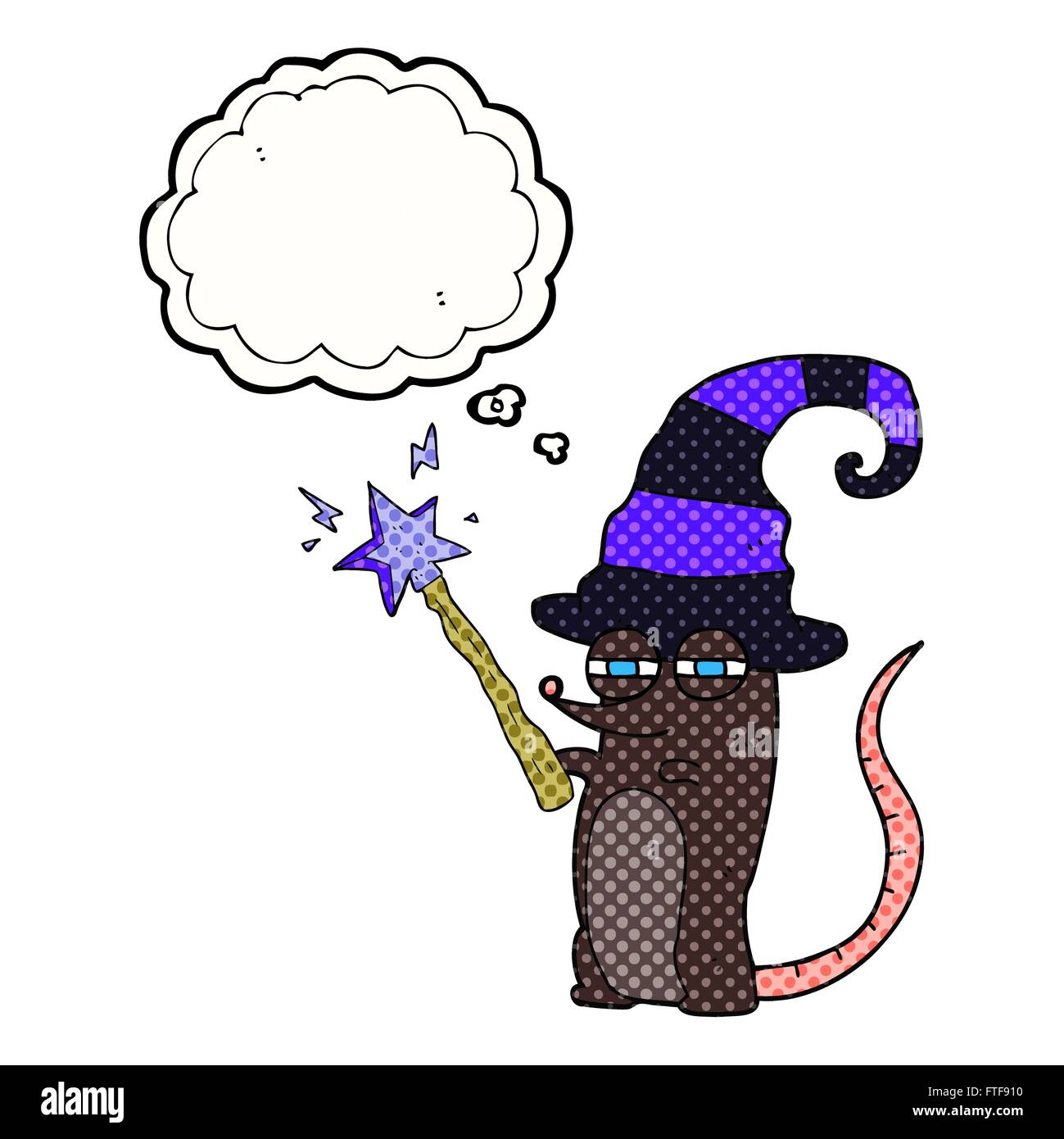 freehand drawn thought bubble cartoon magic witch mouse Stock Vector ...