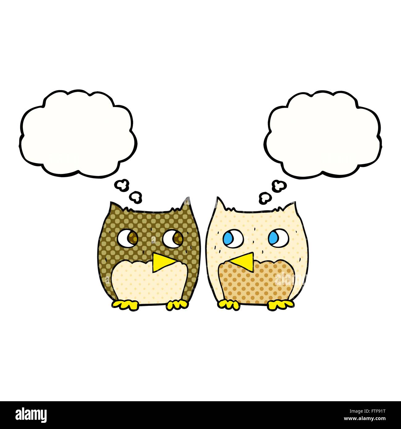 freehand drawn cute thought bubble cartoon owls Stock Vector Image ...