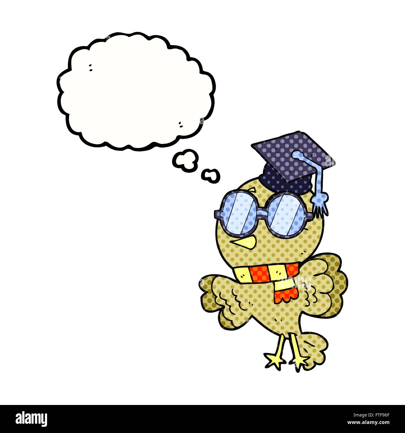 cute freehand drawn thought bubble cartoon well educated bird Stock ...