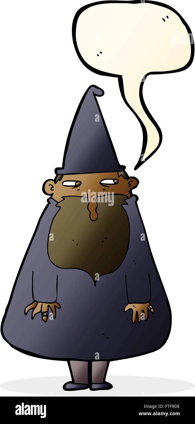 cartoon wizard with speech bubble Stock Vector Image & Art - Alamy