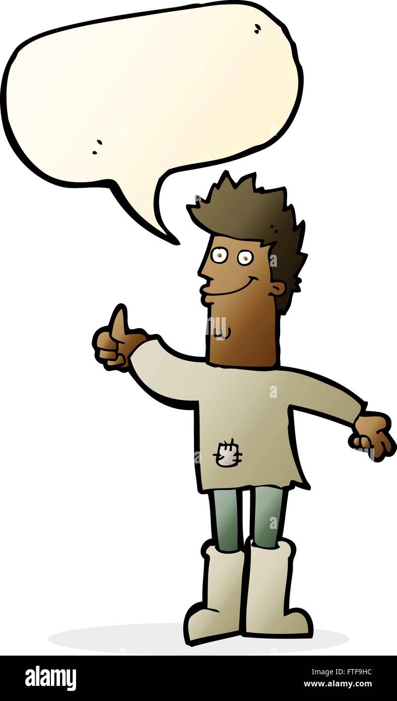 cartoon positive thinking man in rags with speech bubble Stock Vector ...