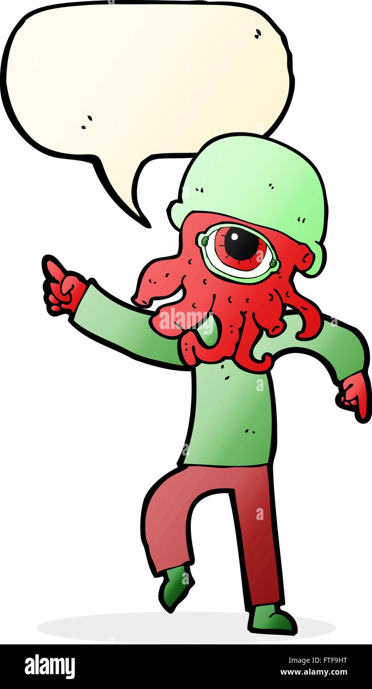 cartoon alien man dancing with speech bubble Stock Vector Image & Art ...