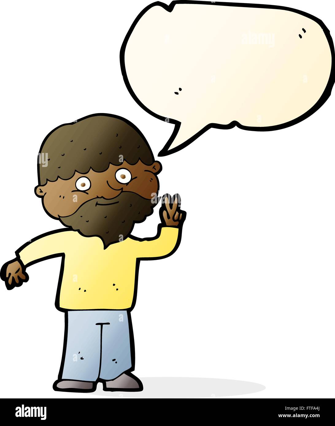 cartoon man giving peace sign with speech bubble Stock Vector Image ...