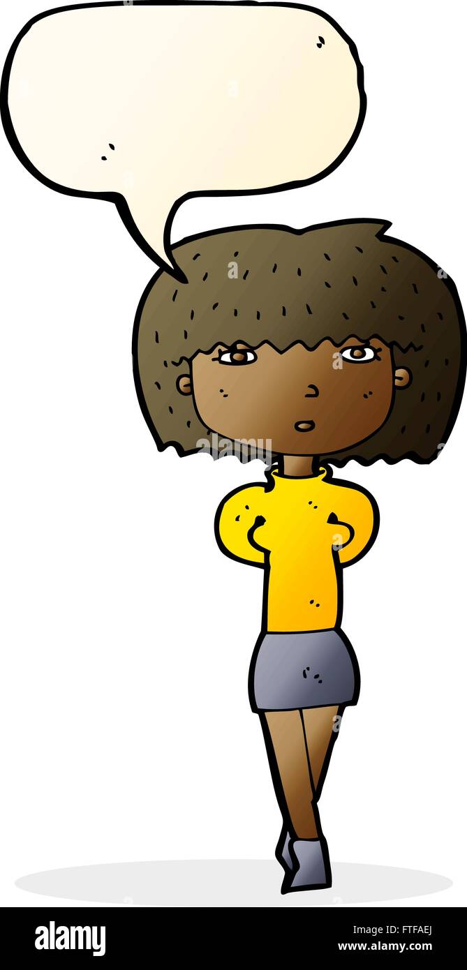 cartoon shy woman with speech bubble Stock Vector Image & Art - Alamy