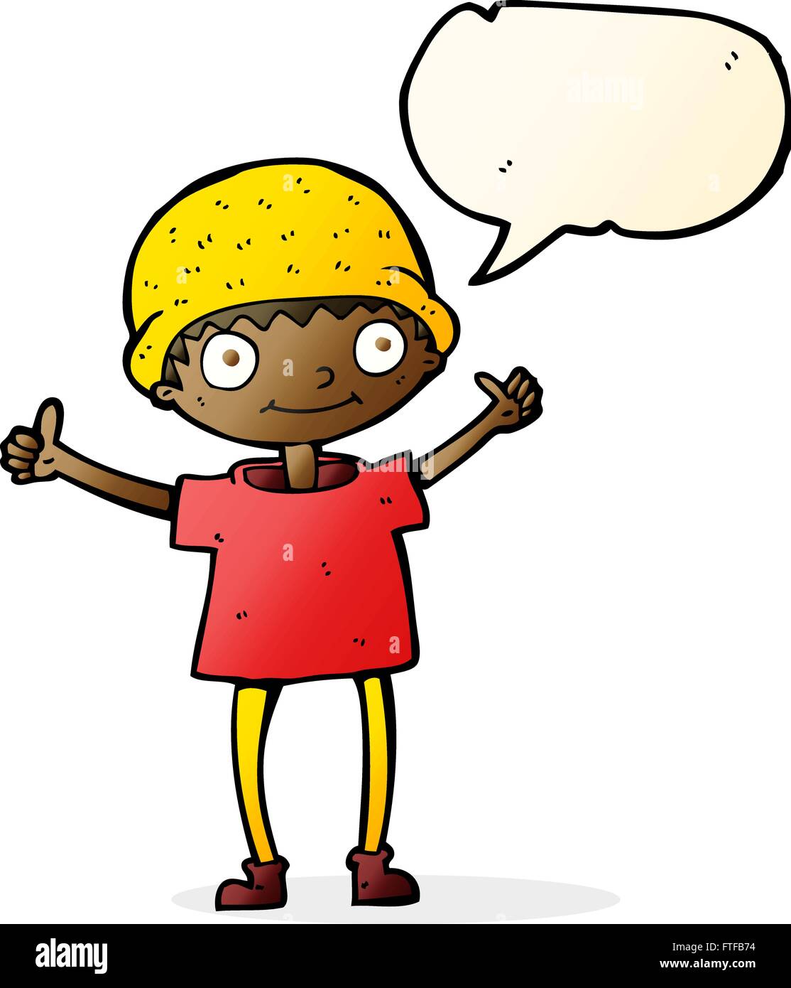 cartoon boy with positive attitude with speech bubble Stock Vector ...