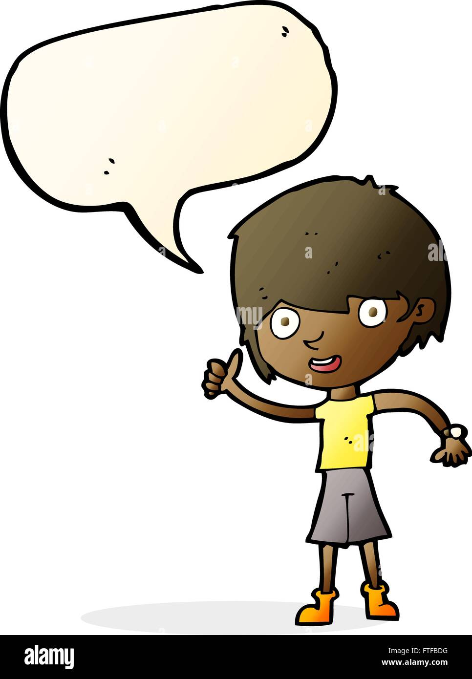 cartoon boy with positive attitude with speech bubble Stock Vector ...