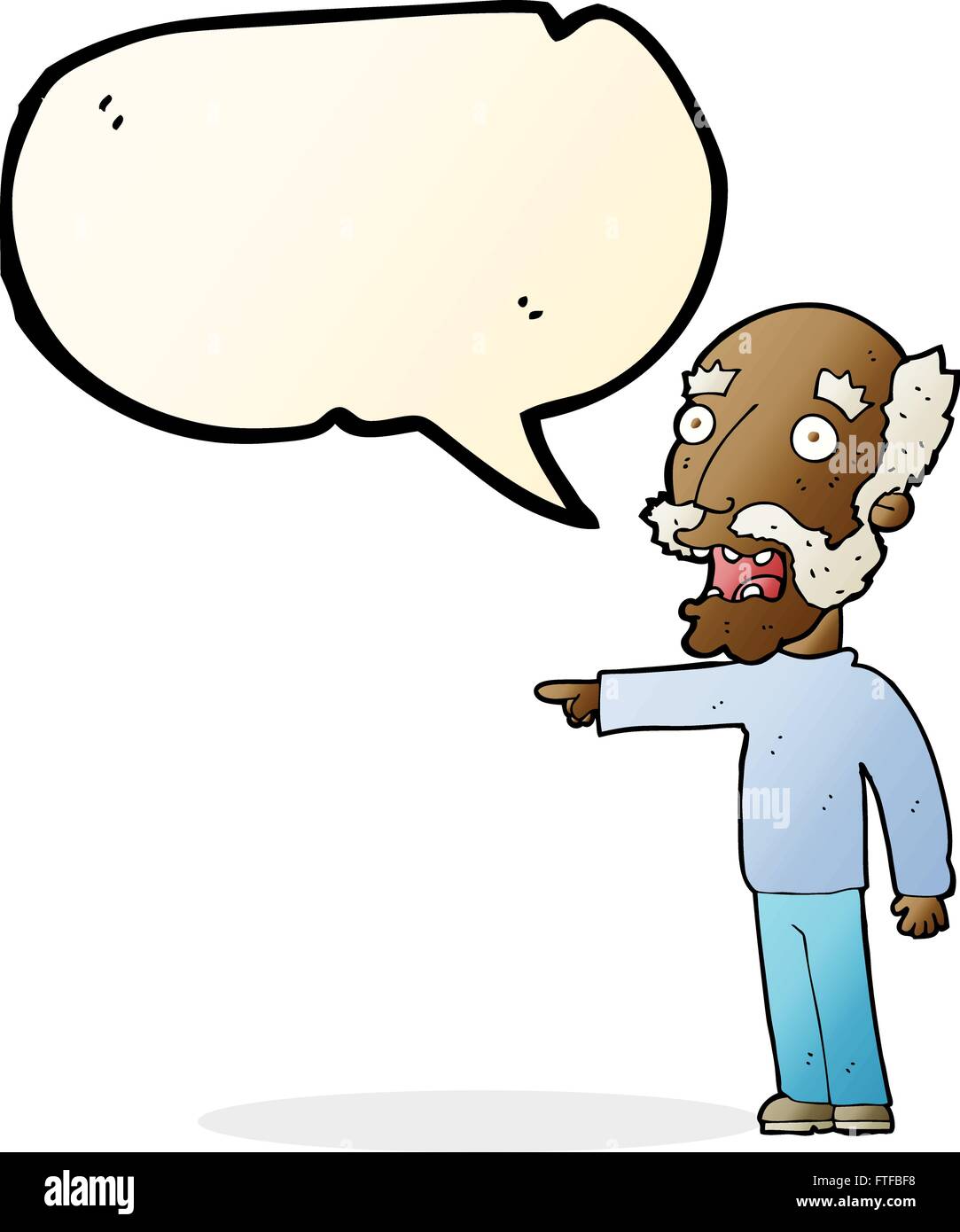 cartoon scared old man pointing with speech bubble Stock Vector Image ...