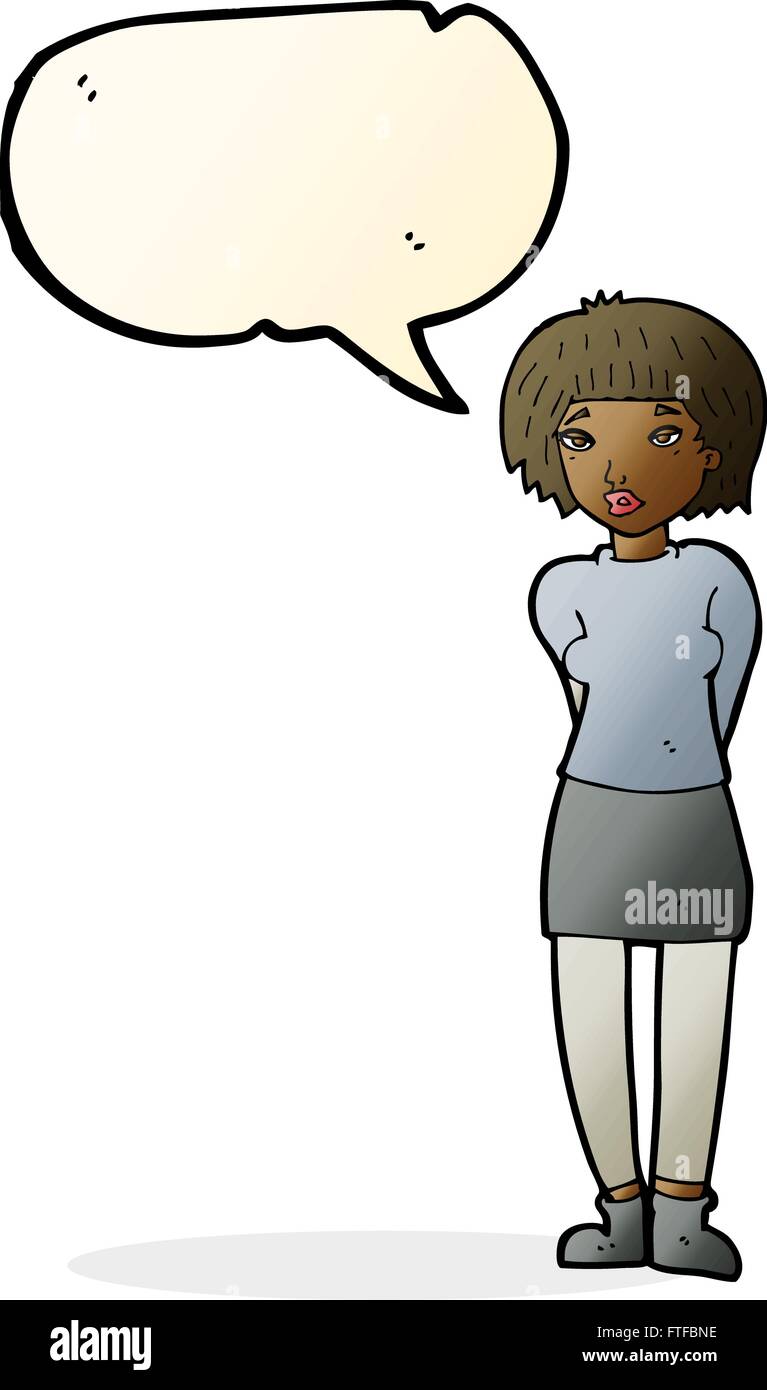 cartoon shy woman with speech bubble Stock Vector Image & Art - Alamy