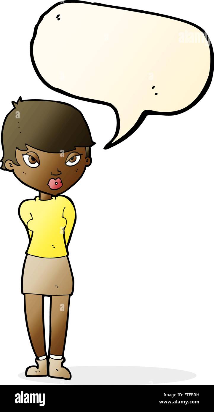 cartoon shy woman with speech bubble Stock Vector Image & Art - Alamy