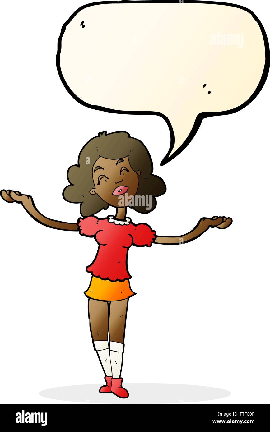 cartoon woman taking praise with speech bubble Stock Vector Image & Art ...