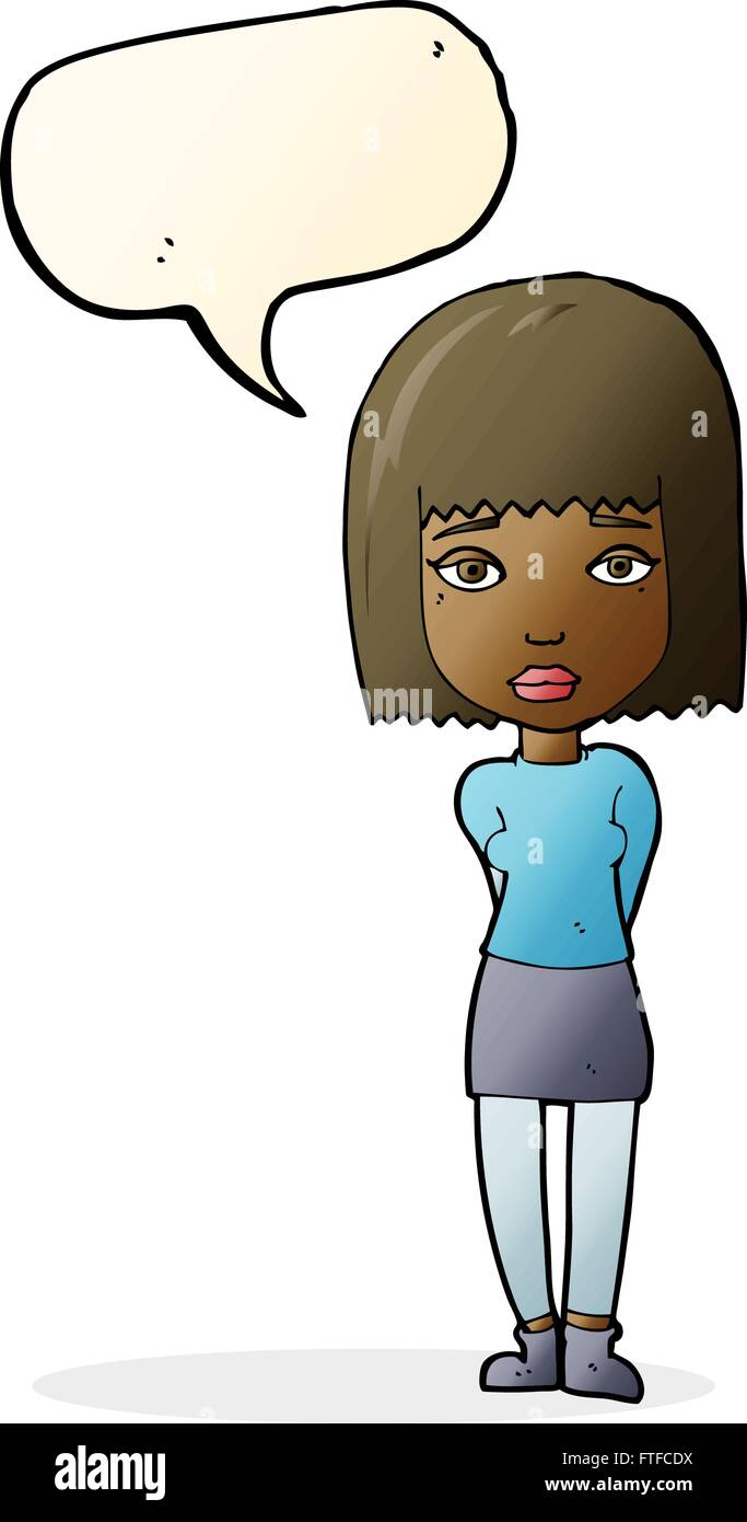 cartoon serious girl with speech bubble Stock Vector Image & Art - Alamy