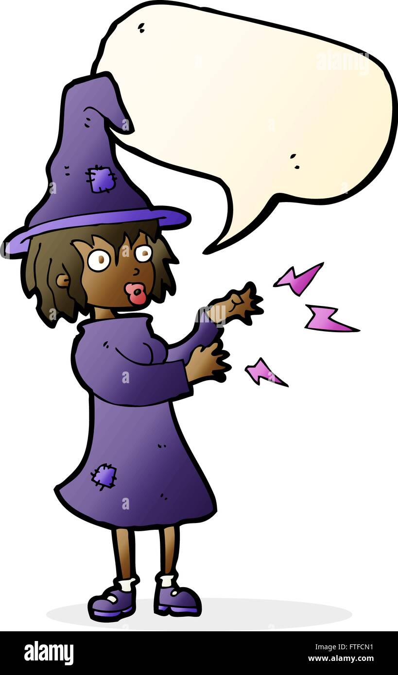 cartoon witch casting spell with speech bubble Stock Vector Image & Art ...