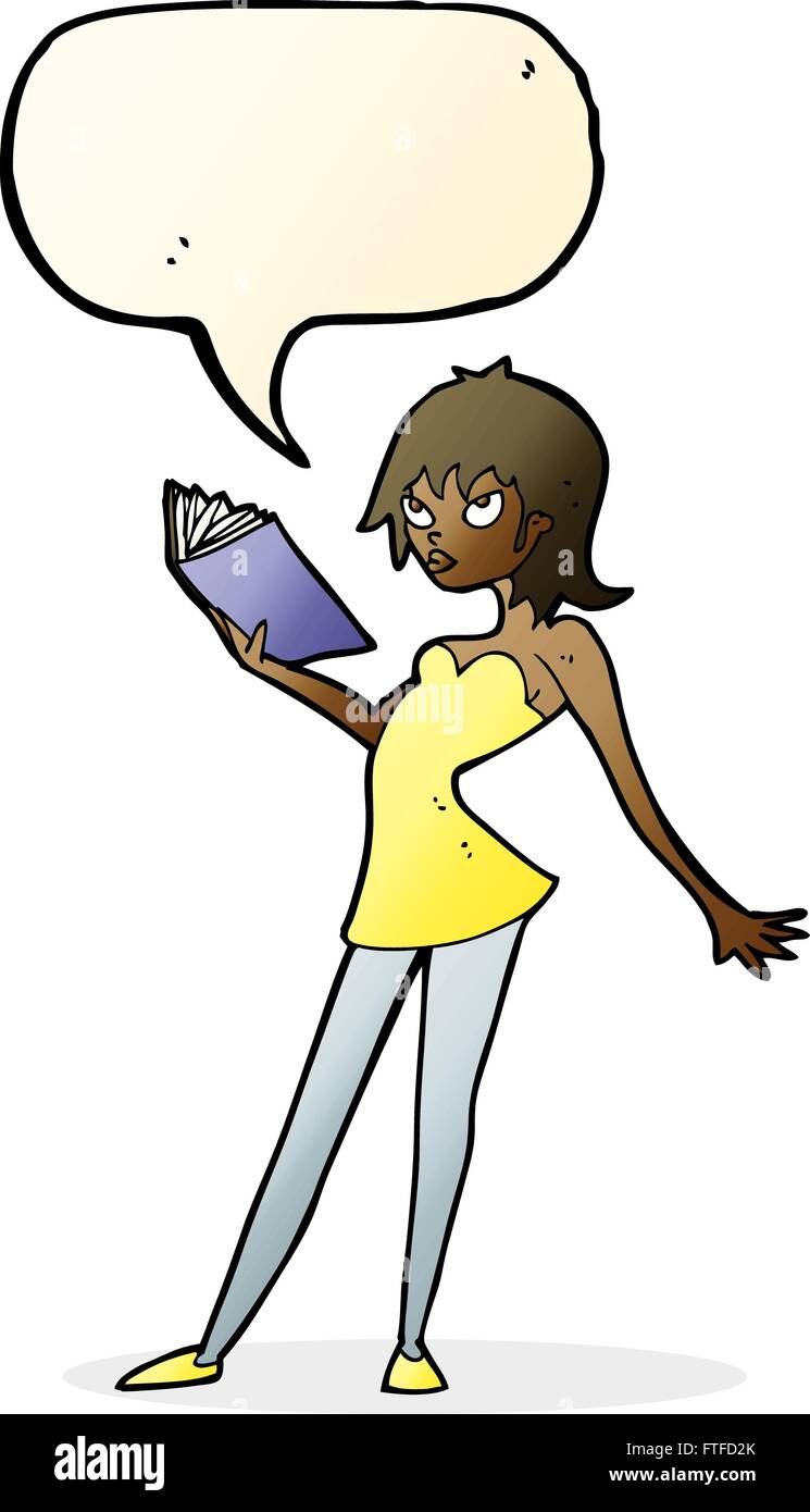 cartoon woman reading book with speech bubble Stock Vector Image & Art ...