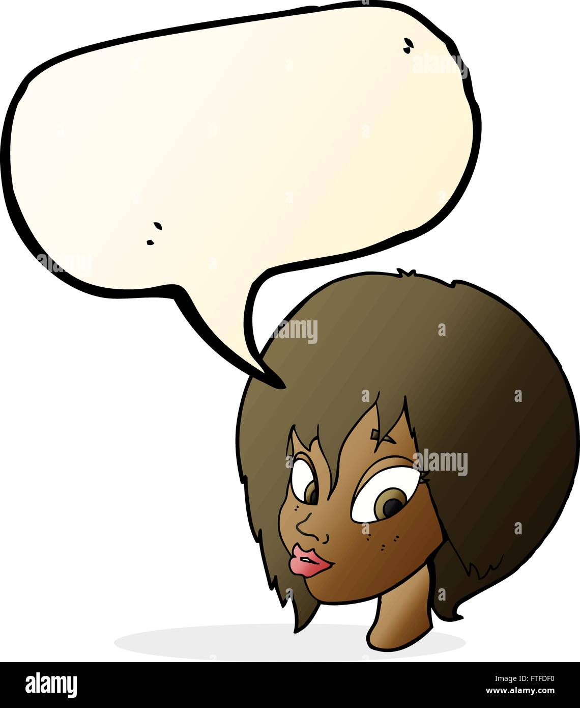 cartoon pretty female face pouting with speech bubble Stock Vector ...