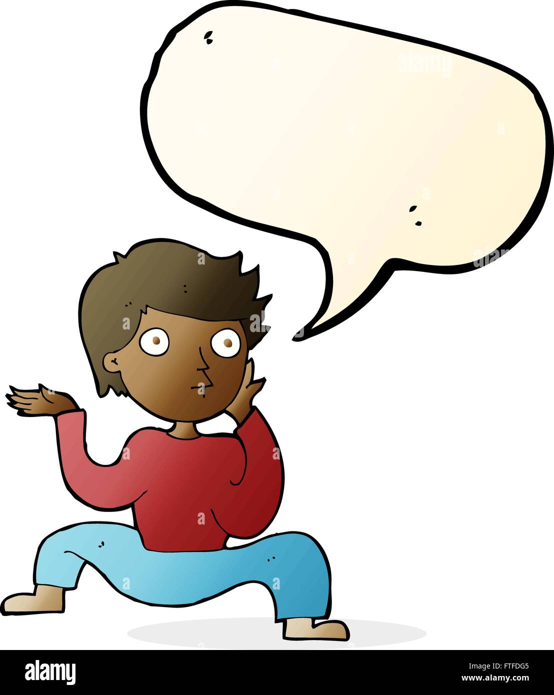 cartoon boy doing crazy dance with speech bubble Stock Vector Image ...