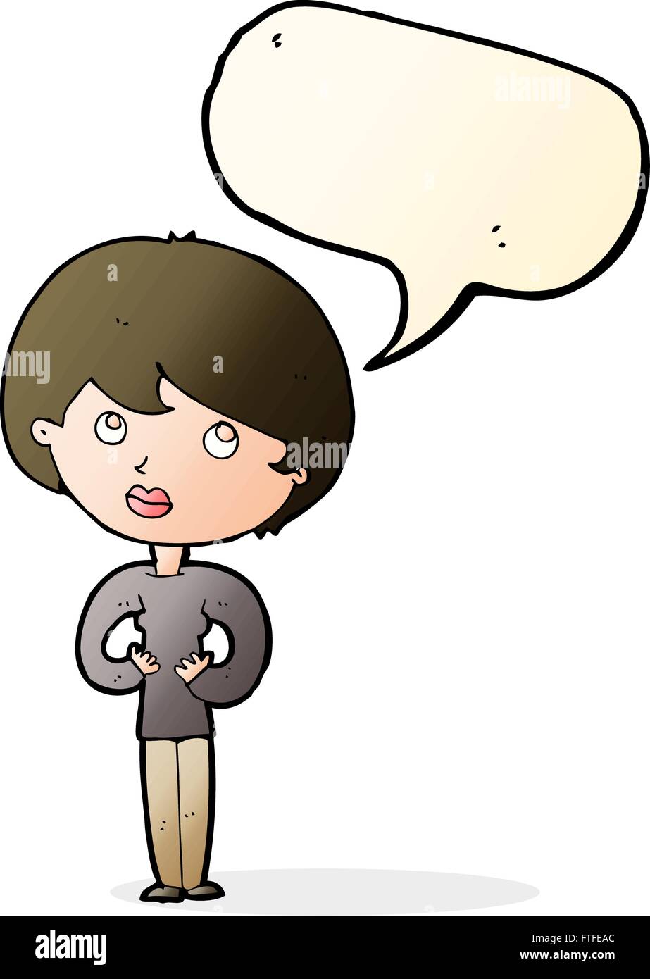 cartoon woman making Who Me? gesture with speech bubble Stock Vector ...