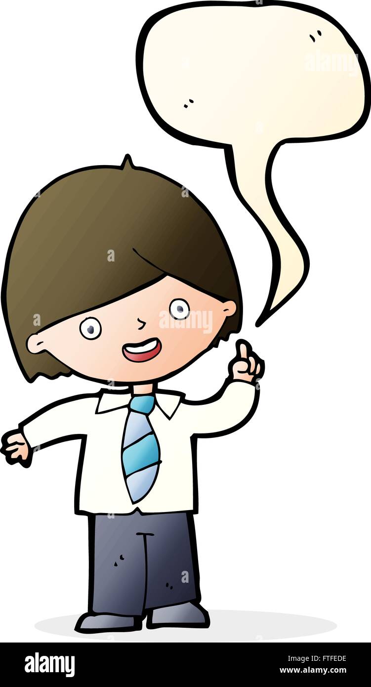 cartoon school boy answering question with speech bubble Stock Vector ...