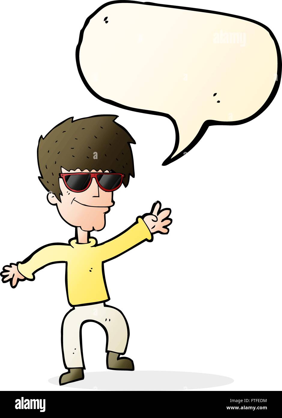 cartoon waving cool guy with speech bubble Stock Vector Image & Art - Alamy