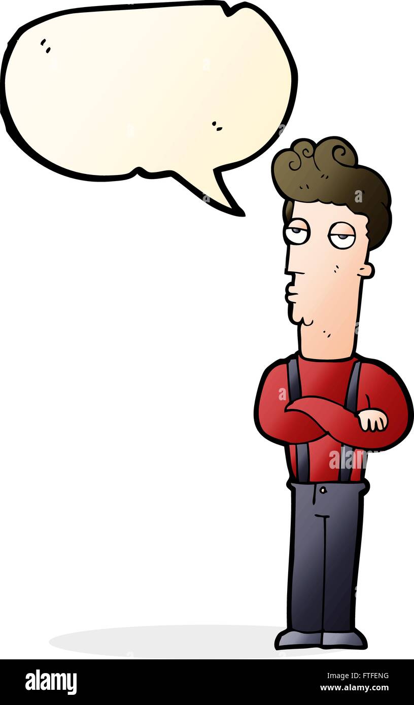 cartoon unimpressed man with speech bubble Stock Vector Image & Art - Alamy